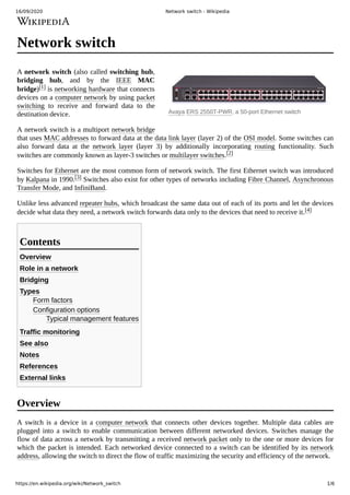 Network switch : Notes | PDF