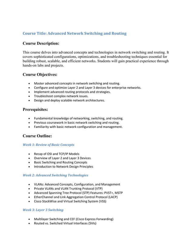 Network Switching and Routing Network Switching and Routing | PDF