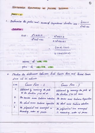 Biomedical Circuits & Networks - Network synthesis and filter design | PDF