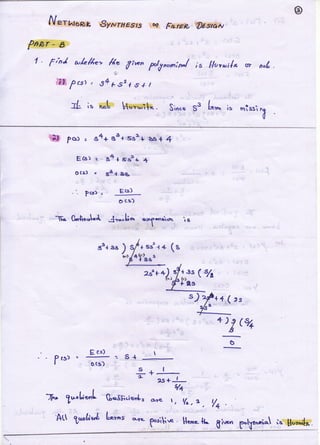 Biomedical Circuits & Networks - Network synthesis and filter design | PDF