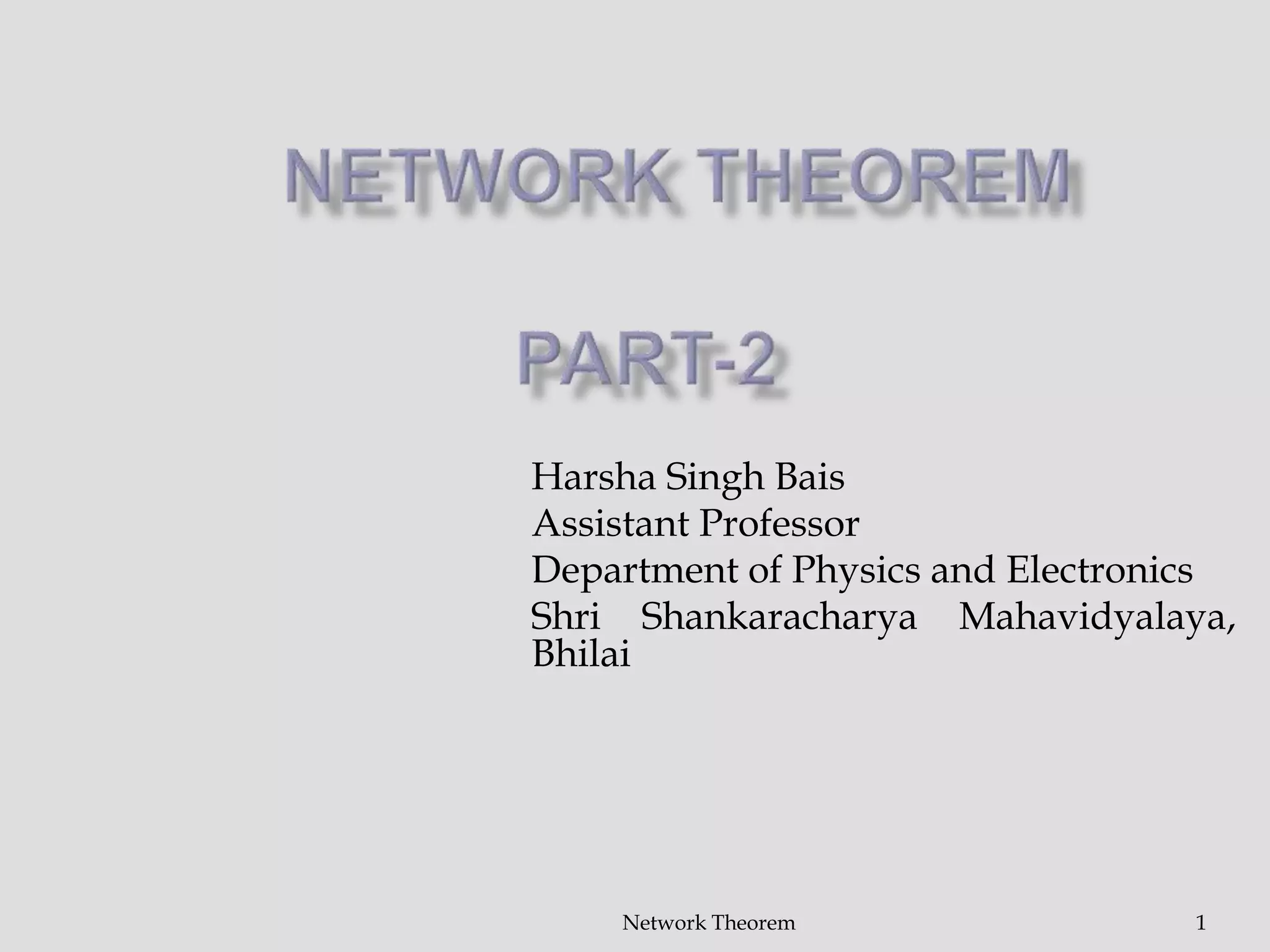 Network theorem part 2 | PPT