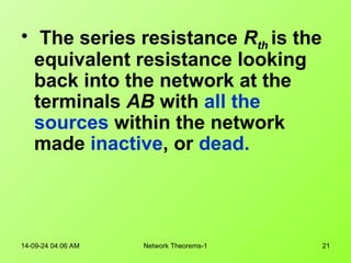 Network Theorems for network solving and design | PPT