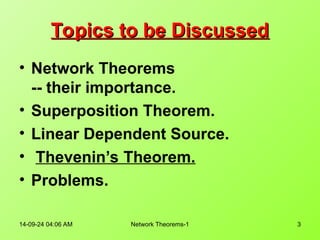 Network Theorems for network solving and design | PPT