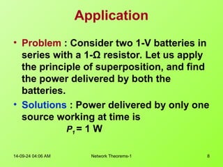 Network Theorems for network solving and design | PPT