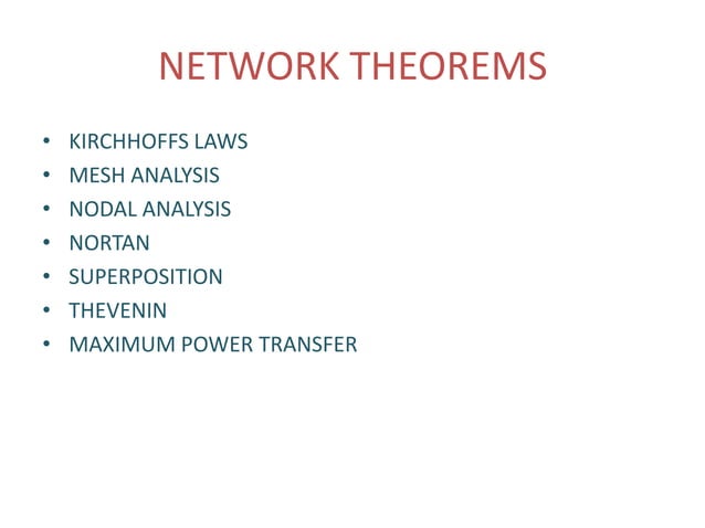 Network theorems for electrical engineering | PPTX | Computer Networking | Computing