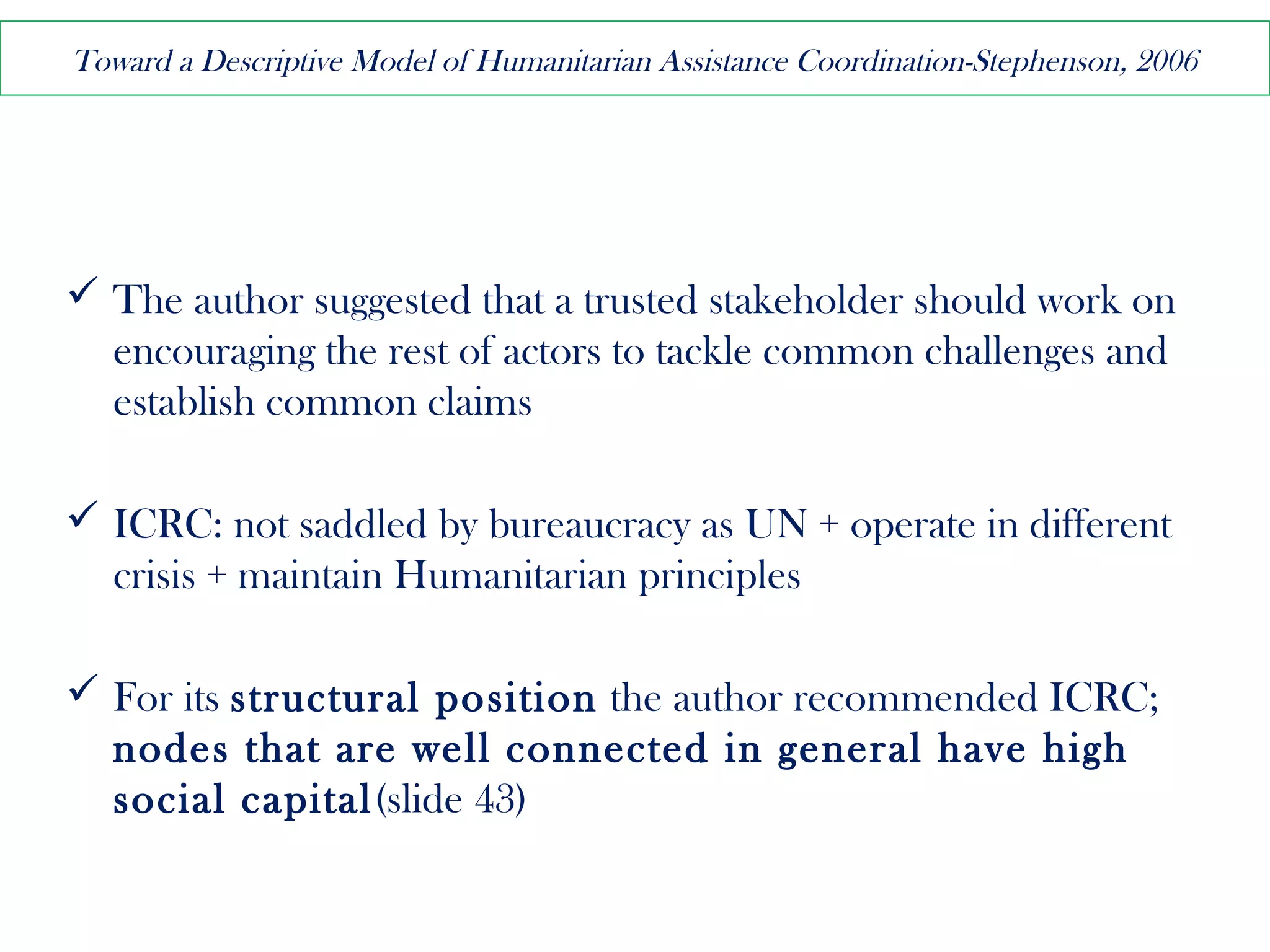 Network theory and Humanitarian Action | PPT