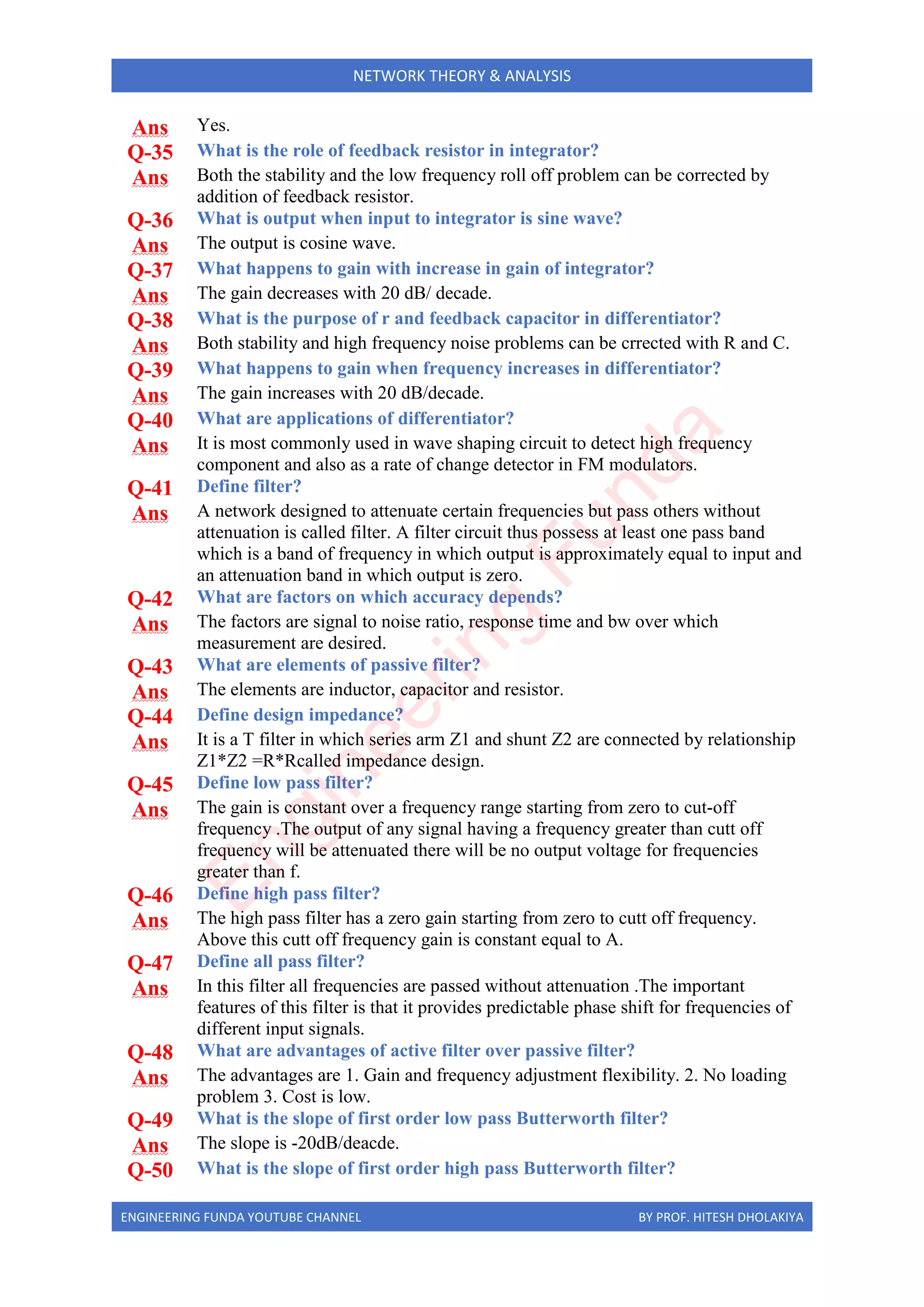 Network theory Interview & Viva | PDF