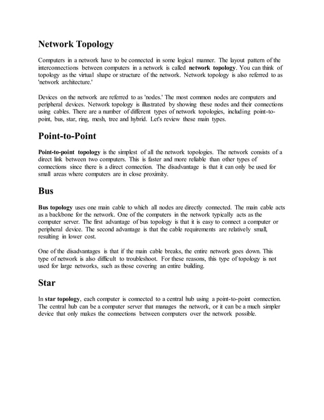 Network Topology | DOCX | Computer Networking | Computing