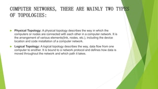 Network topology | PPTX | Computer Networking | Computing