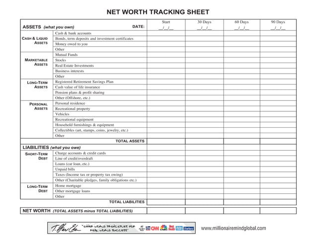 Networth Tracking Sheets | PDF