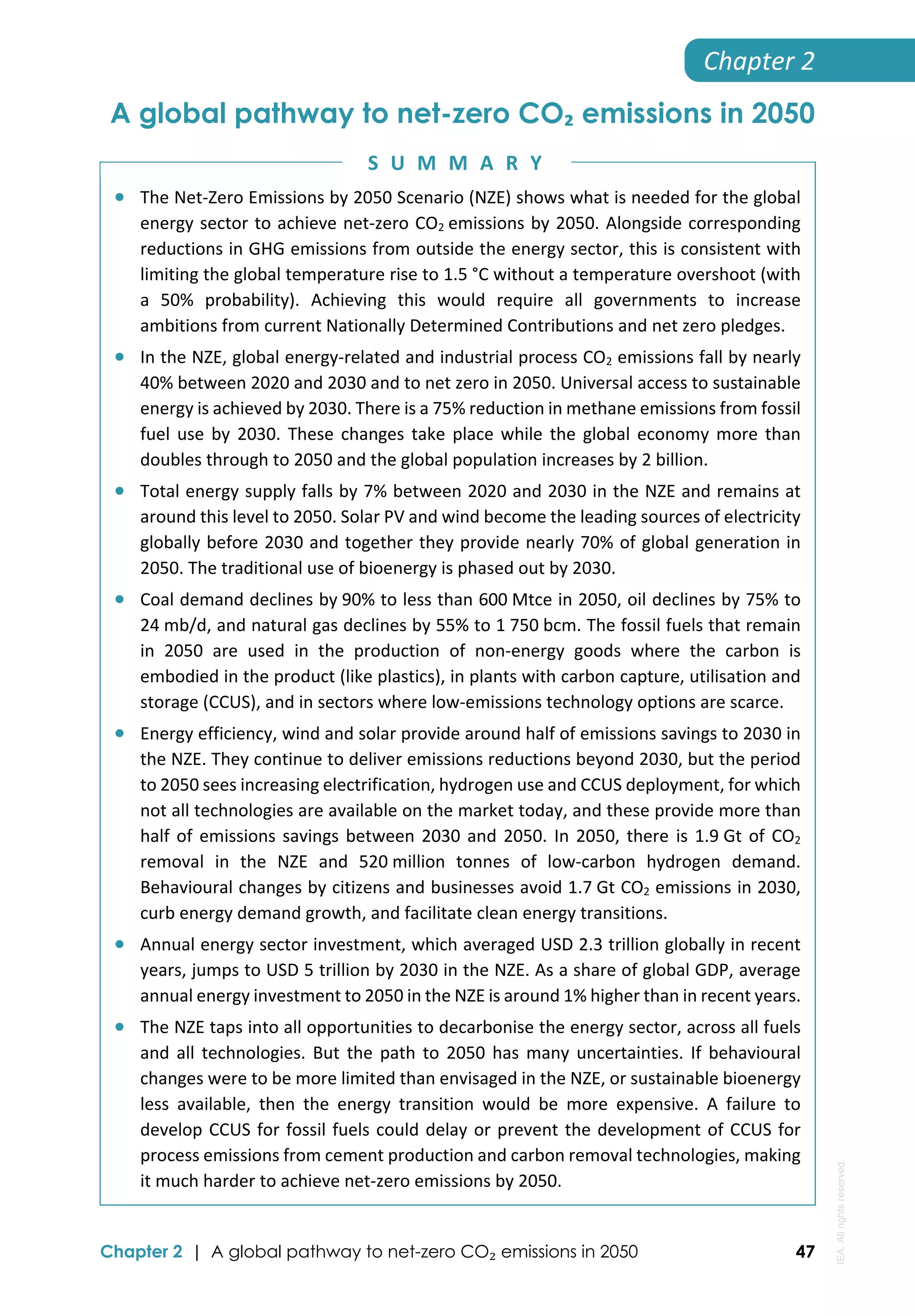 IEA Flagship report : Net Zero by 2050 | PDF