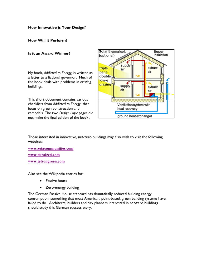 Net Zero Energy Buildings - Checklists for Architects | PDF