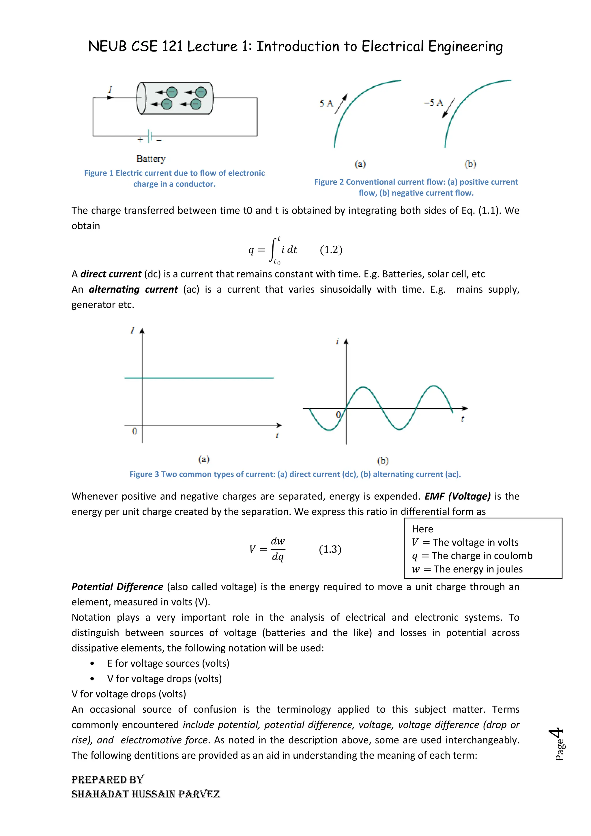 neub-cse-121-lec-1.pdf Basic-Electric-and-Circuit | PDF