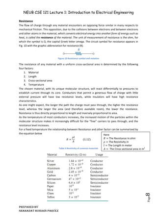 neub-cse-121-lec-1.pdf Basic-Electric-and-Circuit | PDF