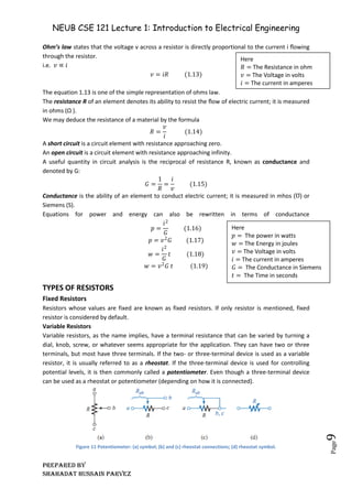 neub-cse-121-lec-1.pdf Basic-Electric-and-Circuit | PDF