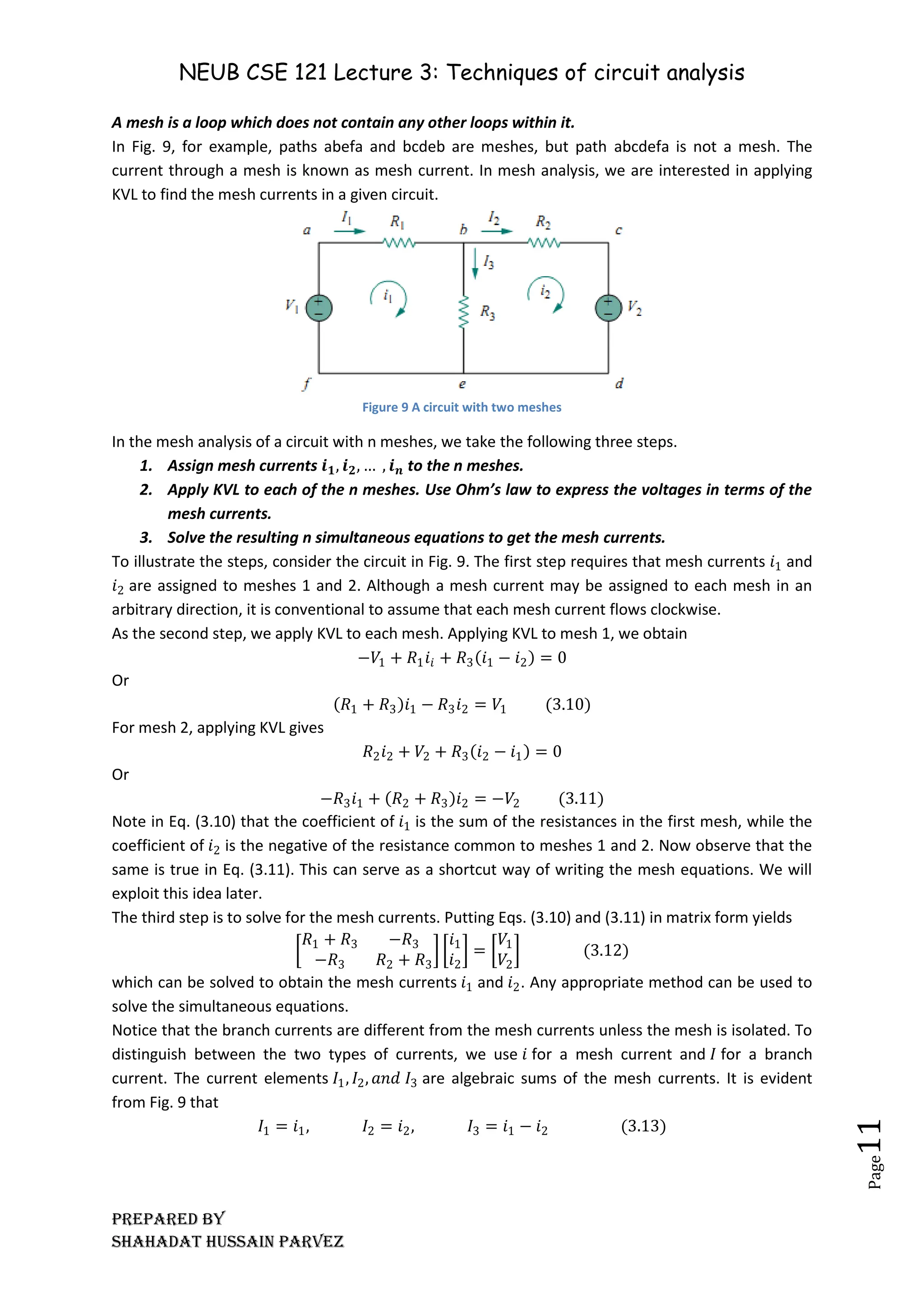 neub-cse-121-lec-3.pdf Basic-Electric-and-Circuit | PDF