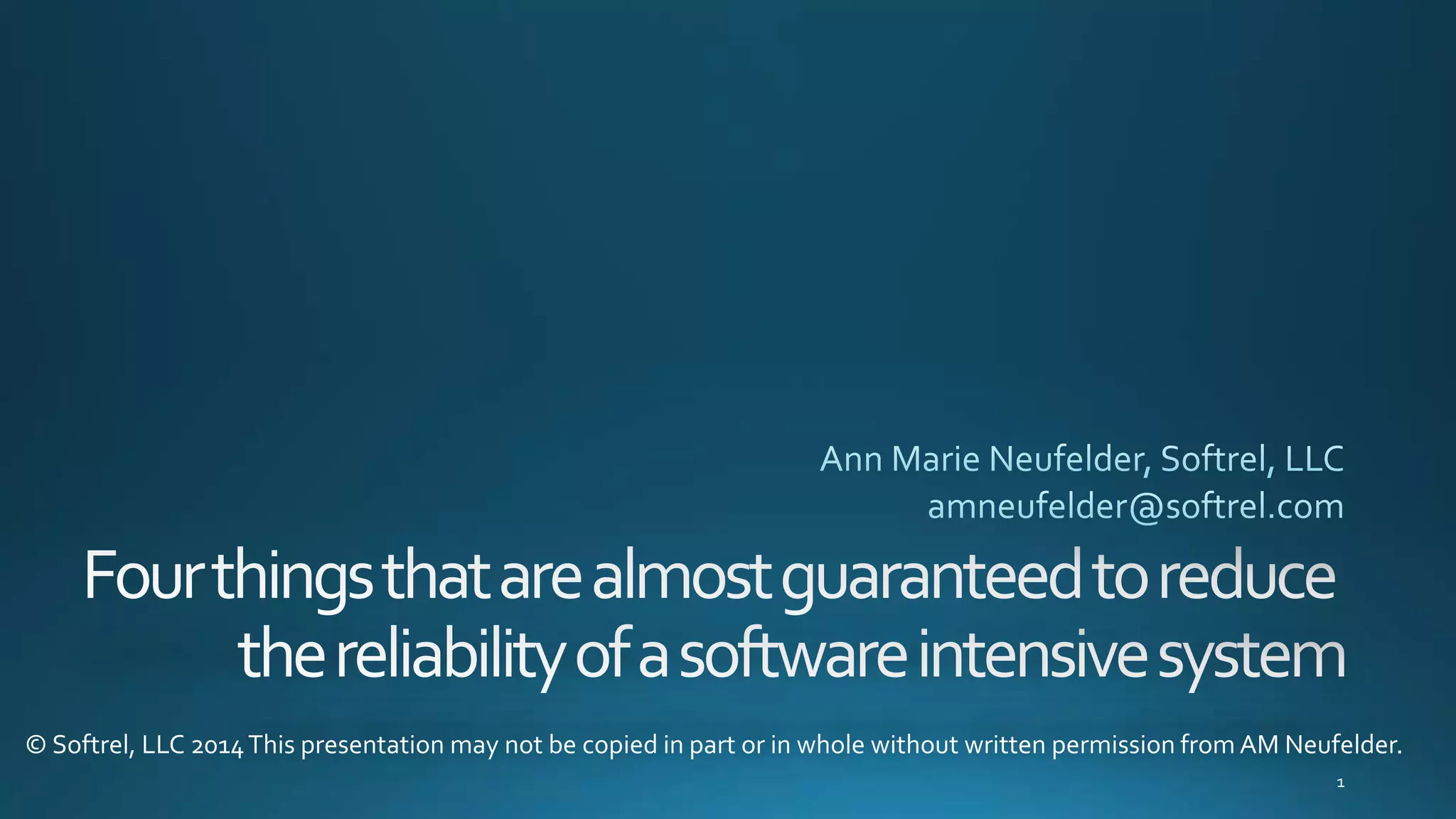 Four things that are almost guaranteed to reduce the reliability of a ...