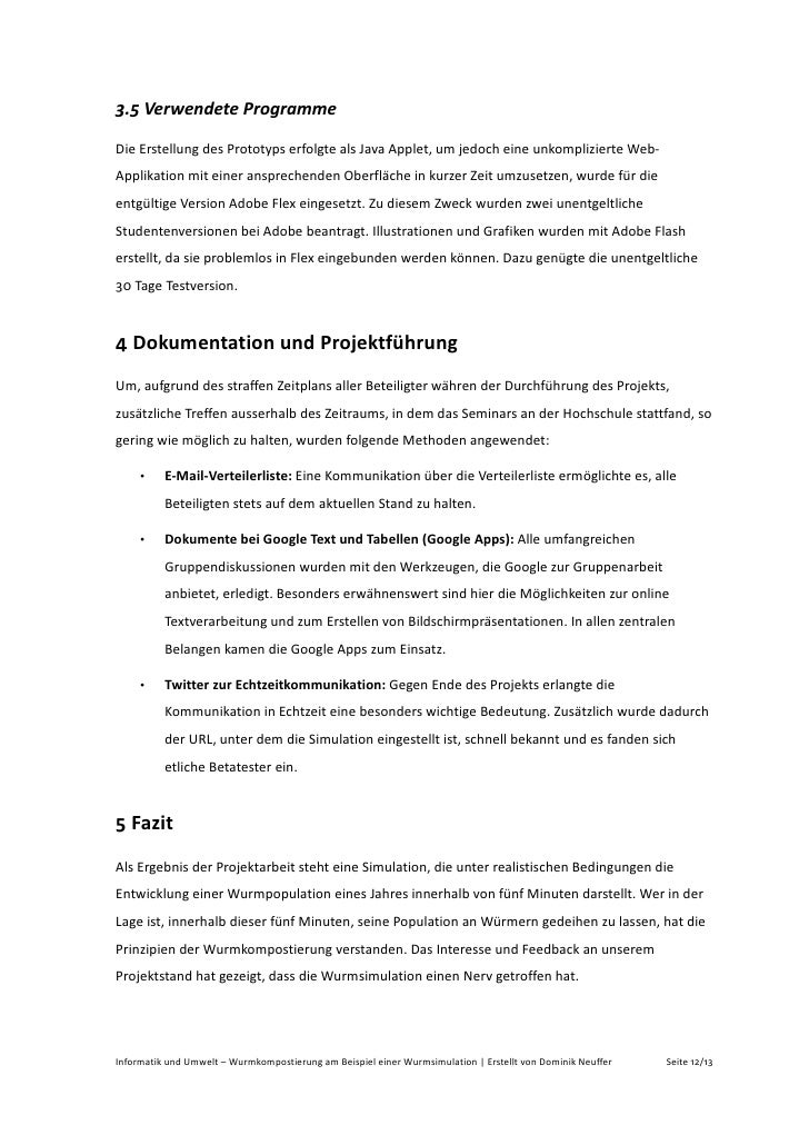 Fazit Einer Projektarbeit Fazit Einer Projektarbeit