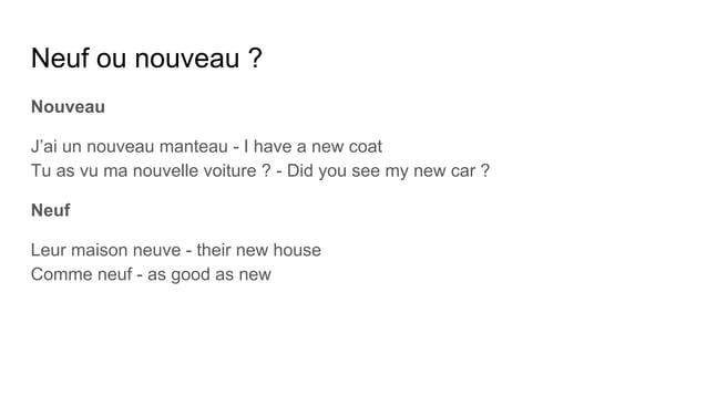 Neuf ou nouveau | PDF