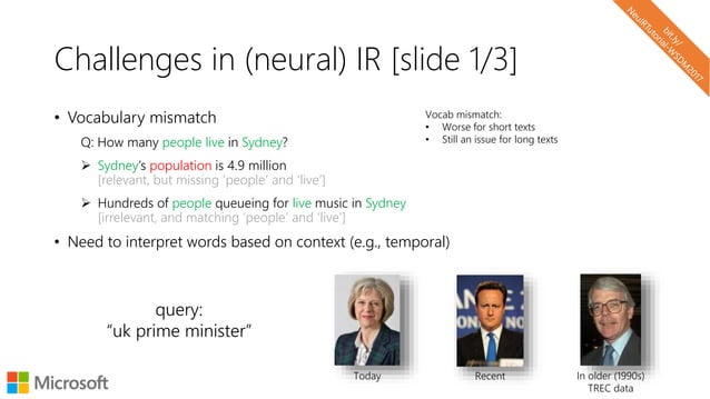 Neural Text Embeddings for Information Retrieval (WSDM 2017) | PPT