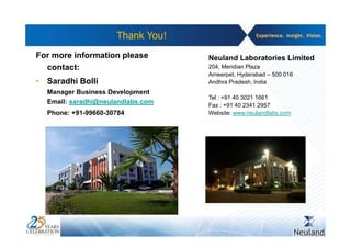 Neuland Contract Manufacturing Services | PDF