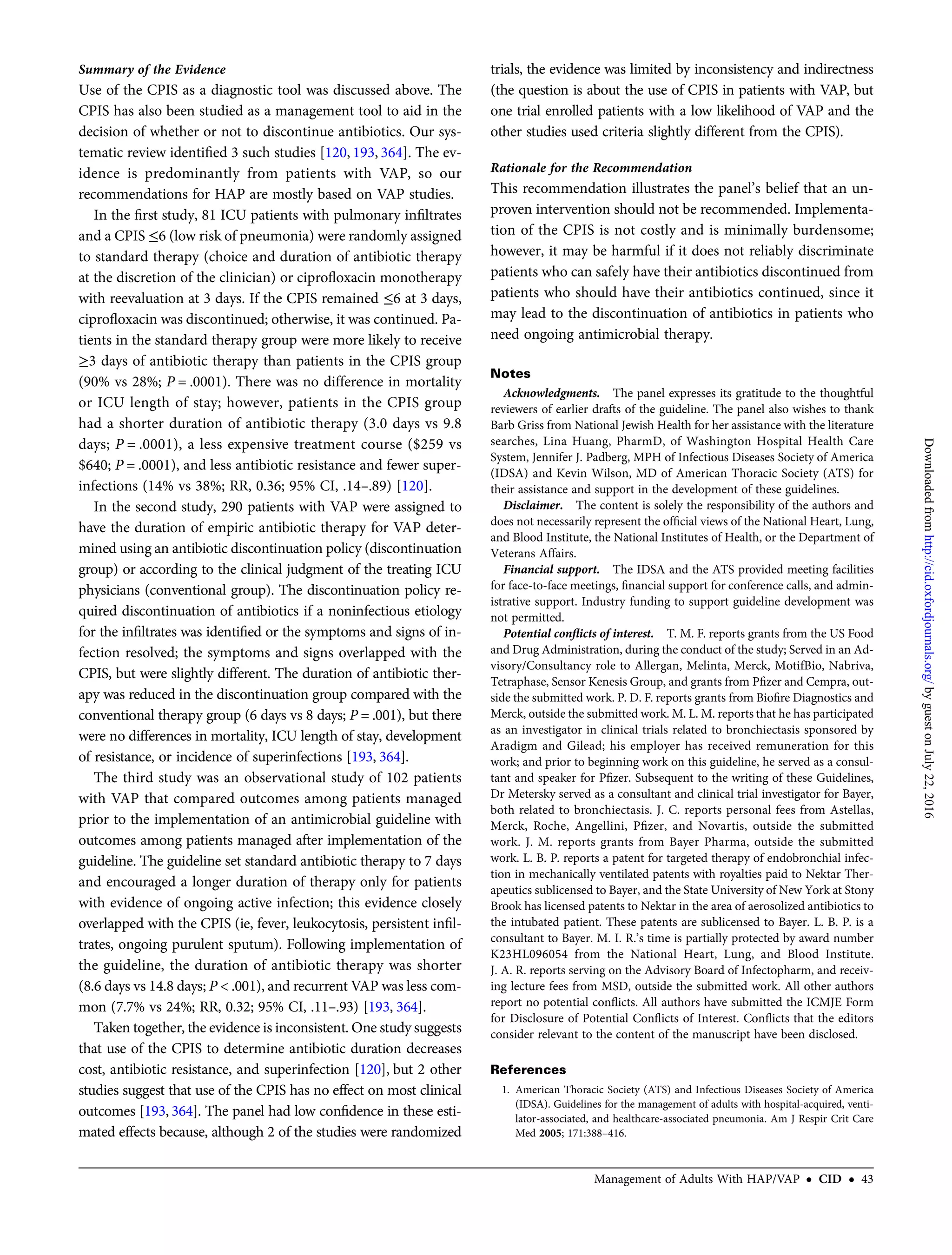 Neumonia asociada al ventilador y nosocomial guias idsa 2016 | PDF