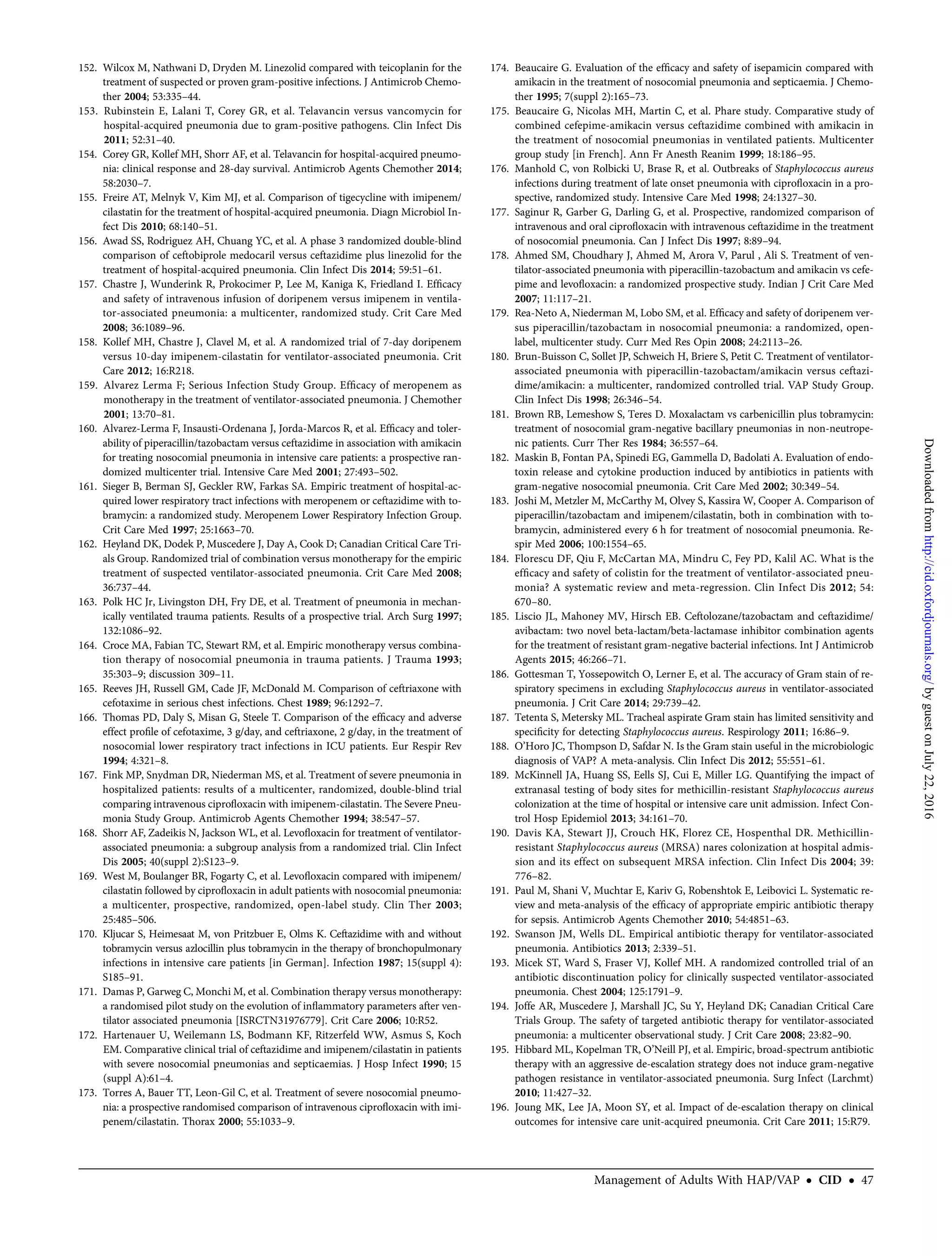 Neumonia asociada al ventilador y nosocomial guias idsa 2016 | PDF