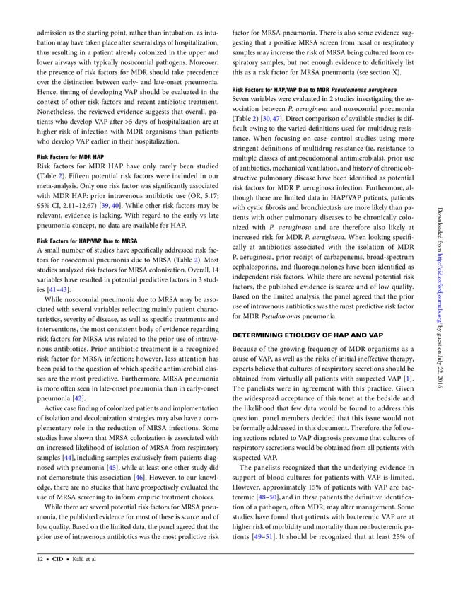 Neumonia asociada al ventilador y nosocomial guias idsa 2016 | PDF