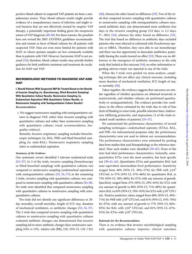 Neumonia asociada al ventilador y nosocomial guias idsa 2016 | PDF