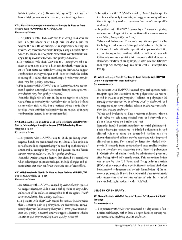 Neumonia asociada al ventilador y nosocomial guias idsa 2016 | PDF