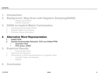 Neural word embedding as implicit matrix factorization の論文紹介 | PPT