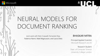 Neural Models for Document Ranking | PPT