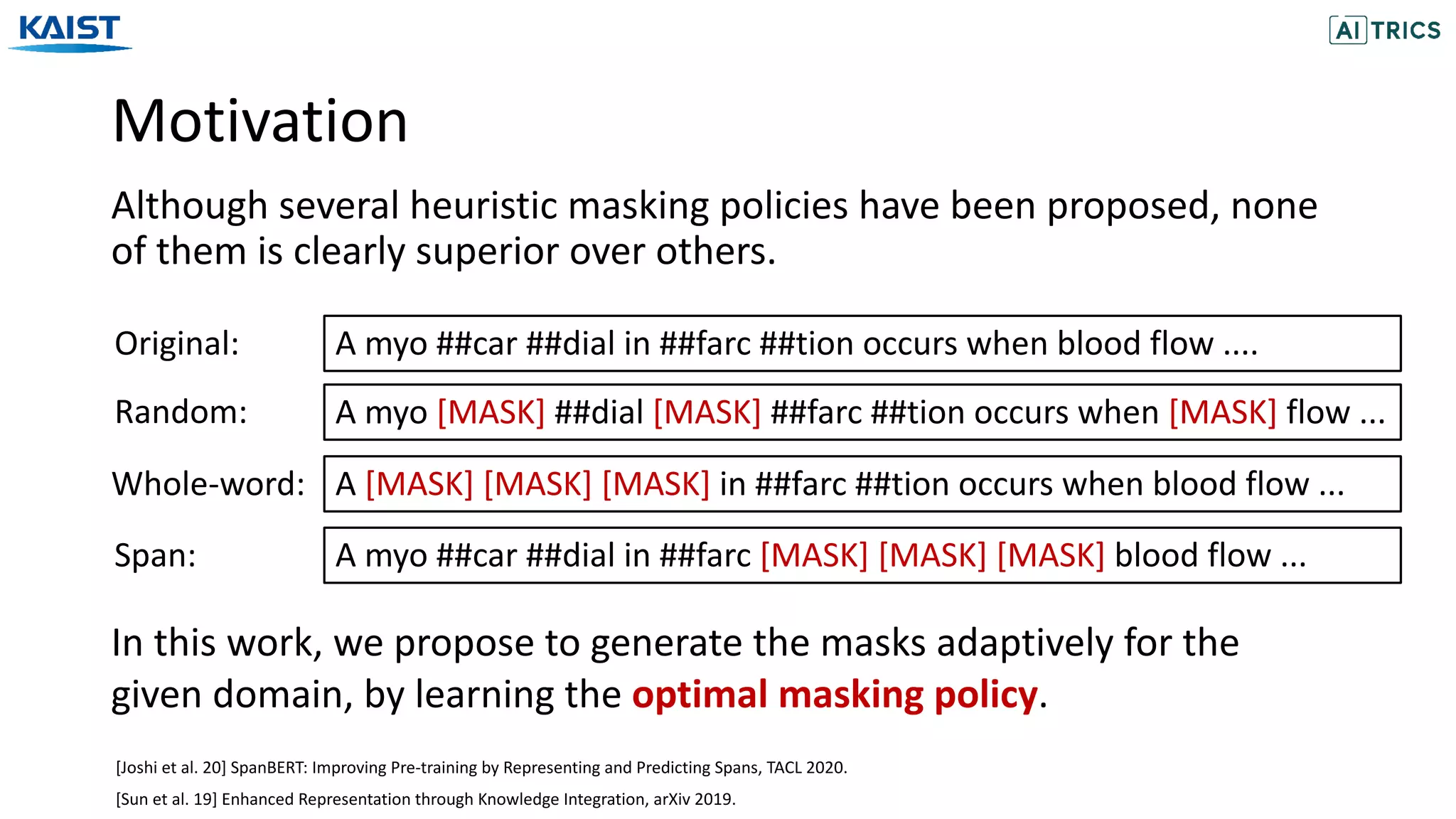 Neural Mask Generator : Learning to Generate Adaptive Word Maskings for Language Model ...