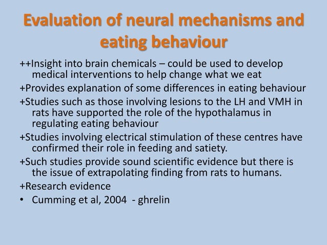 Eating: Neural mechanisms of eating A2 | PPT