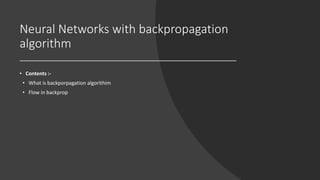 Neural net and back propagation | PPT