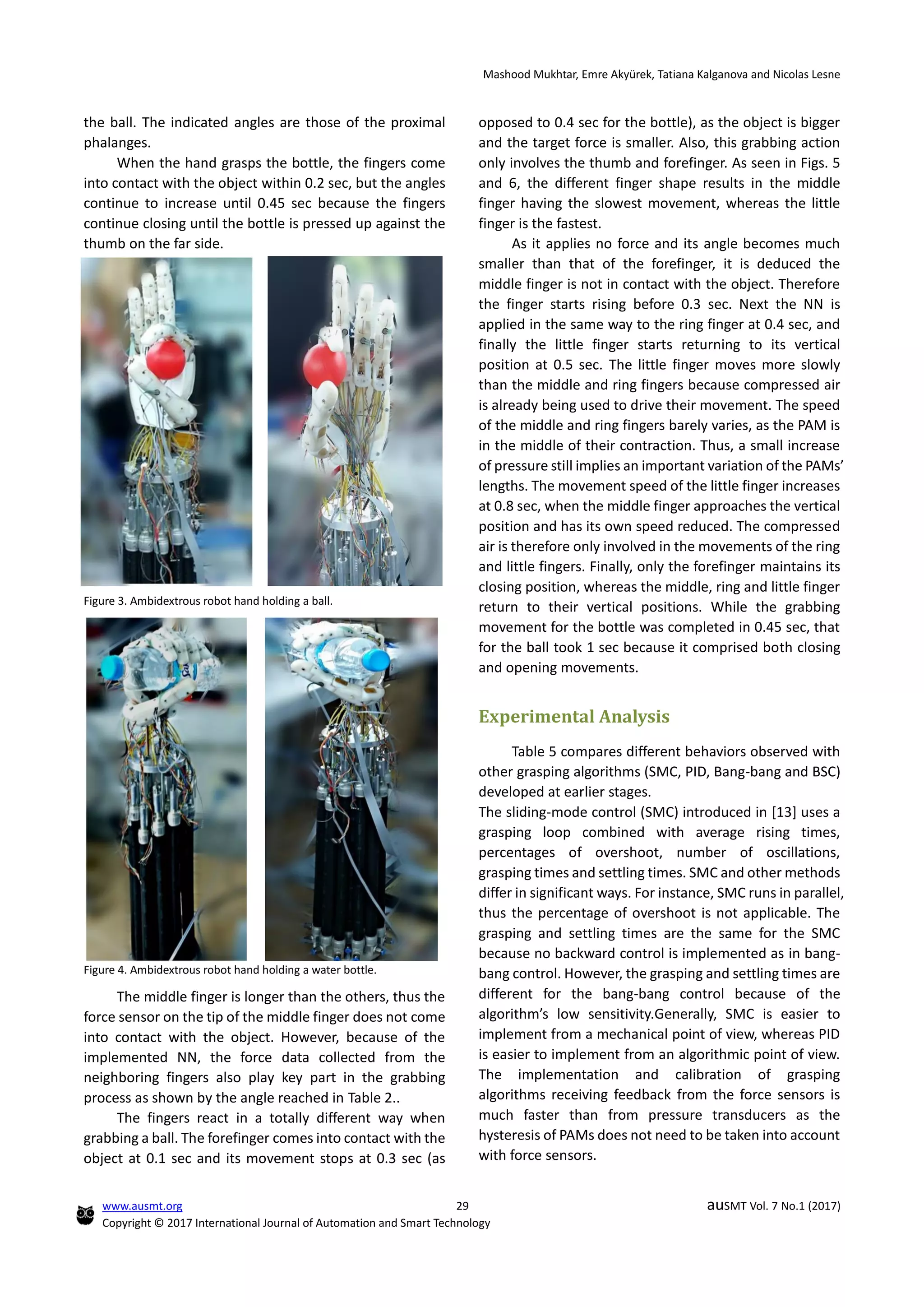 Neural Network based Control Method Implemented on Ambidextrous Robot Hand | PDF