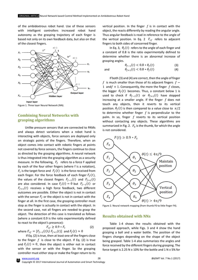 Neural Network based Control Method Implemented on Ambidextrous Robot Hand | PDF