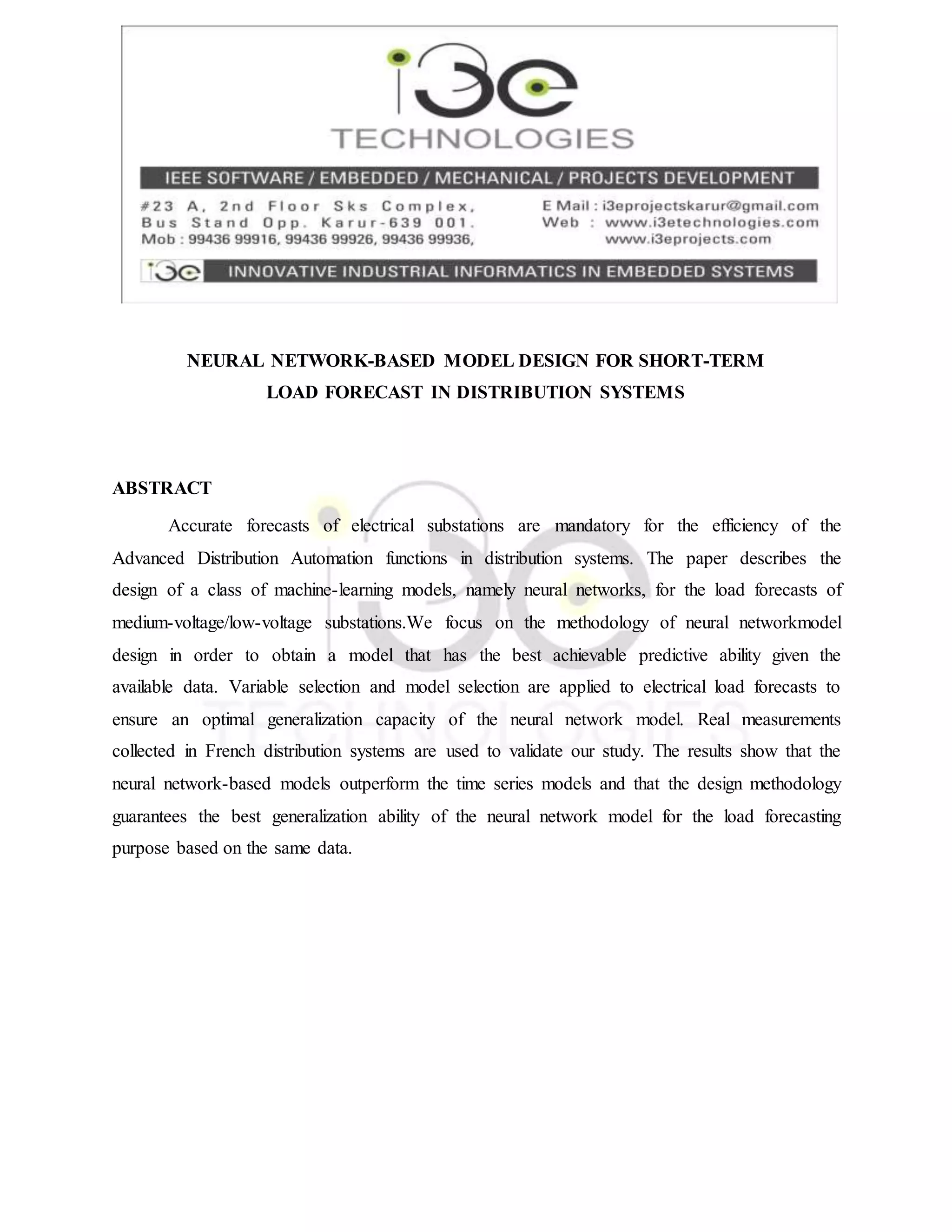 NEURAL NETWORK-BASED MODEL DESIGN FOR SHORT-TERM LOAD FORECAST IN DISTRIBUTION SYSTEMS | DOCX