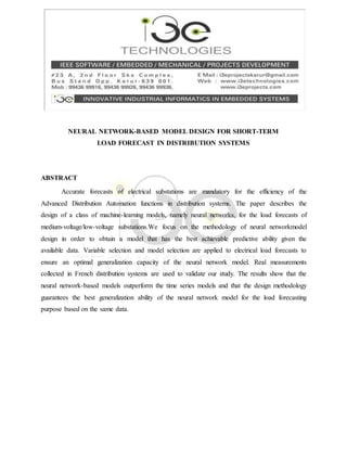 NEURAL NETWORK-BASED MODEL DESIGN FOR SHORT-TERM LOAD FORECAST IN DISTRIBUTION SYSTEMS | DOCX