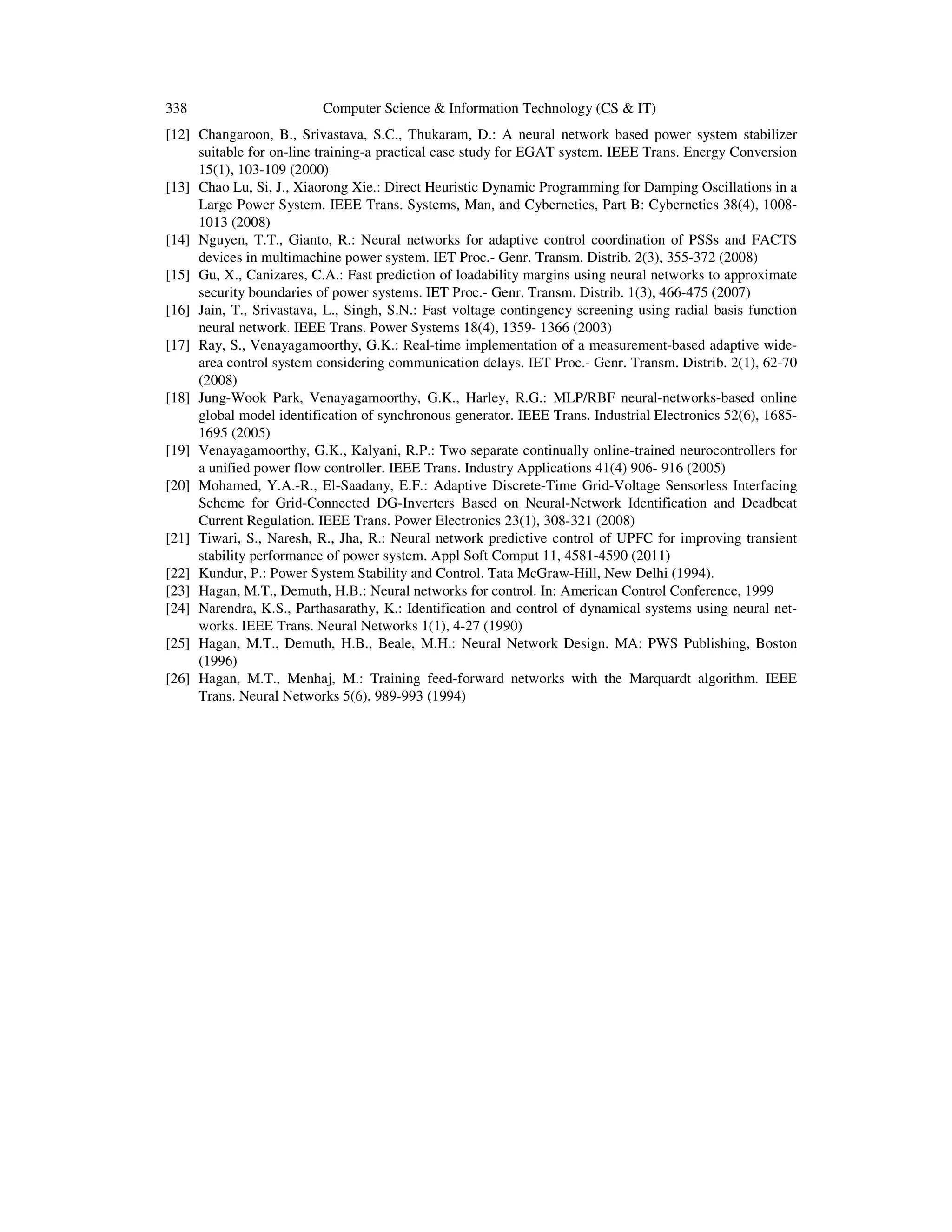 Neural network based identification of multimachine power system | PDF | Internet of Things ...