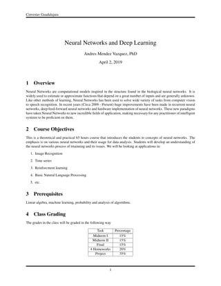 Neural Networks and Deep Learning Syllabus | PDF