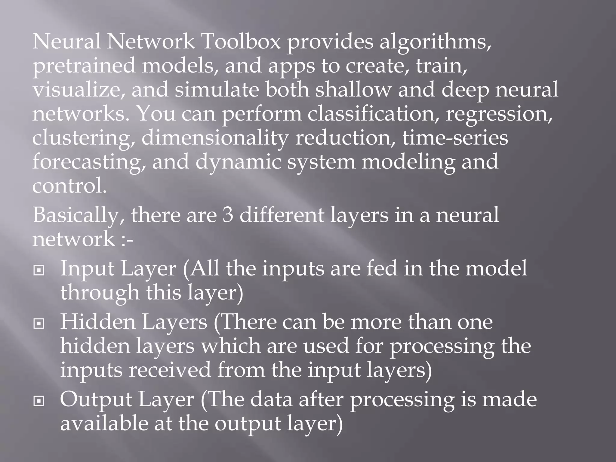 # Neural network toolbox | PPTX | Artificial Intelligence | Technology & Computing