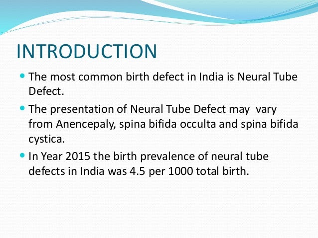 Neural tube defect presentation