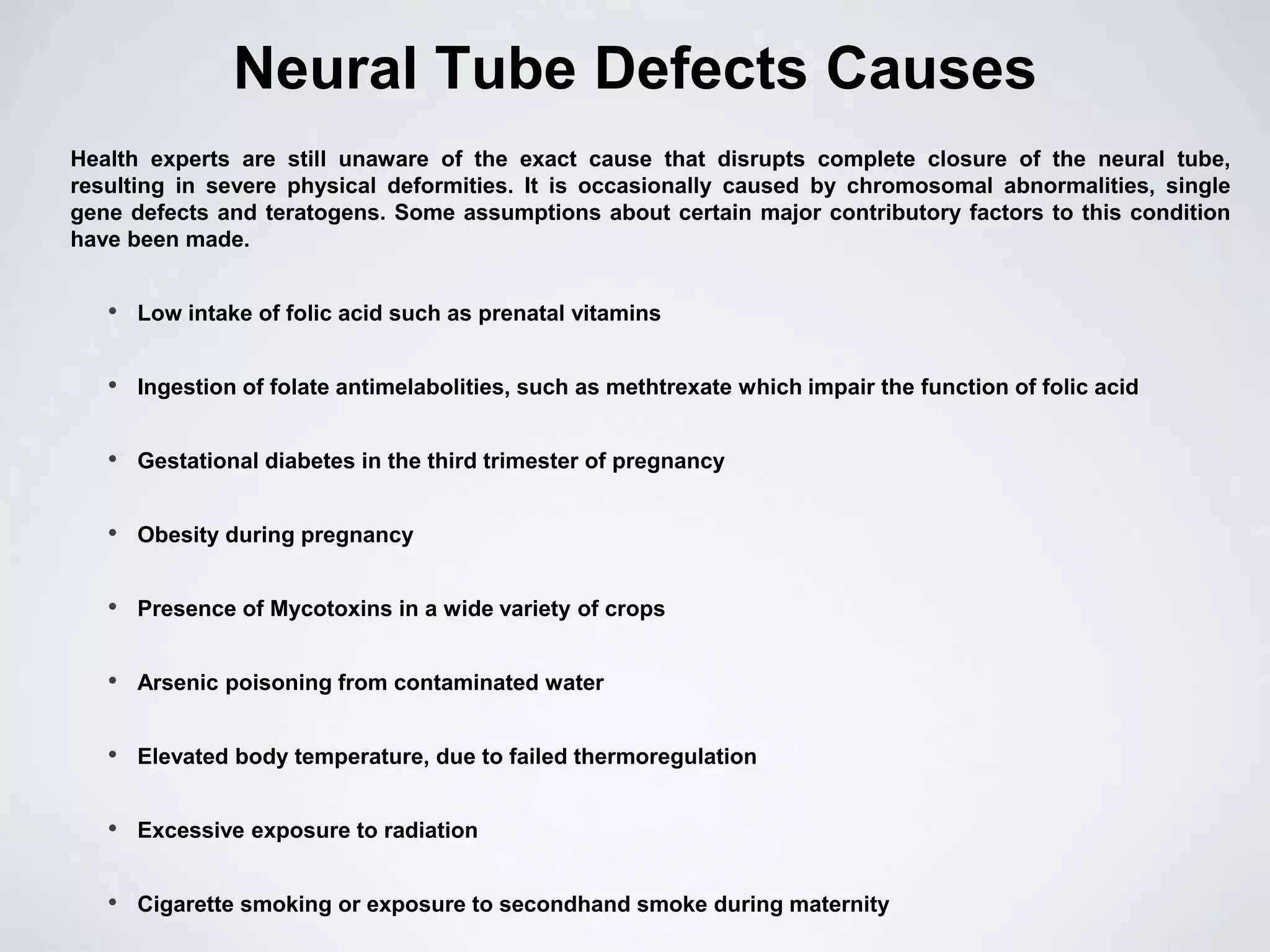 Neural tube defects: Importance of Folic Acid and Vitamin B12 intake | PPSX