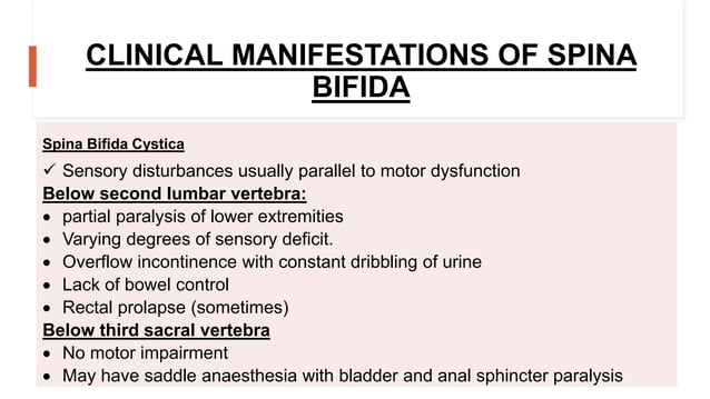 Neural tube defects (myelomeningocele) | spina bifida | PPTX