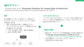 NeurIPS2021論文読み会 (parameter prediction for unseen deep architecture) | PPT