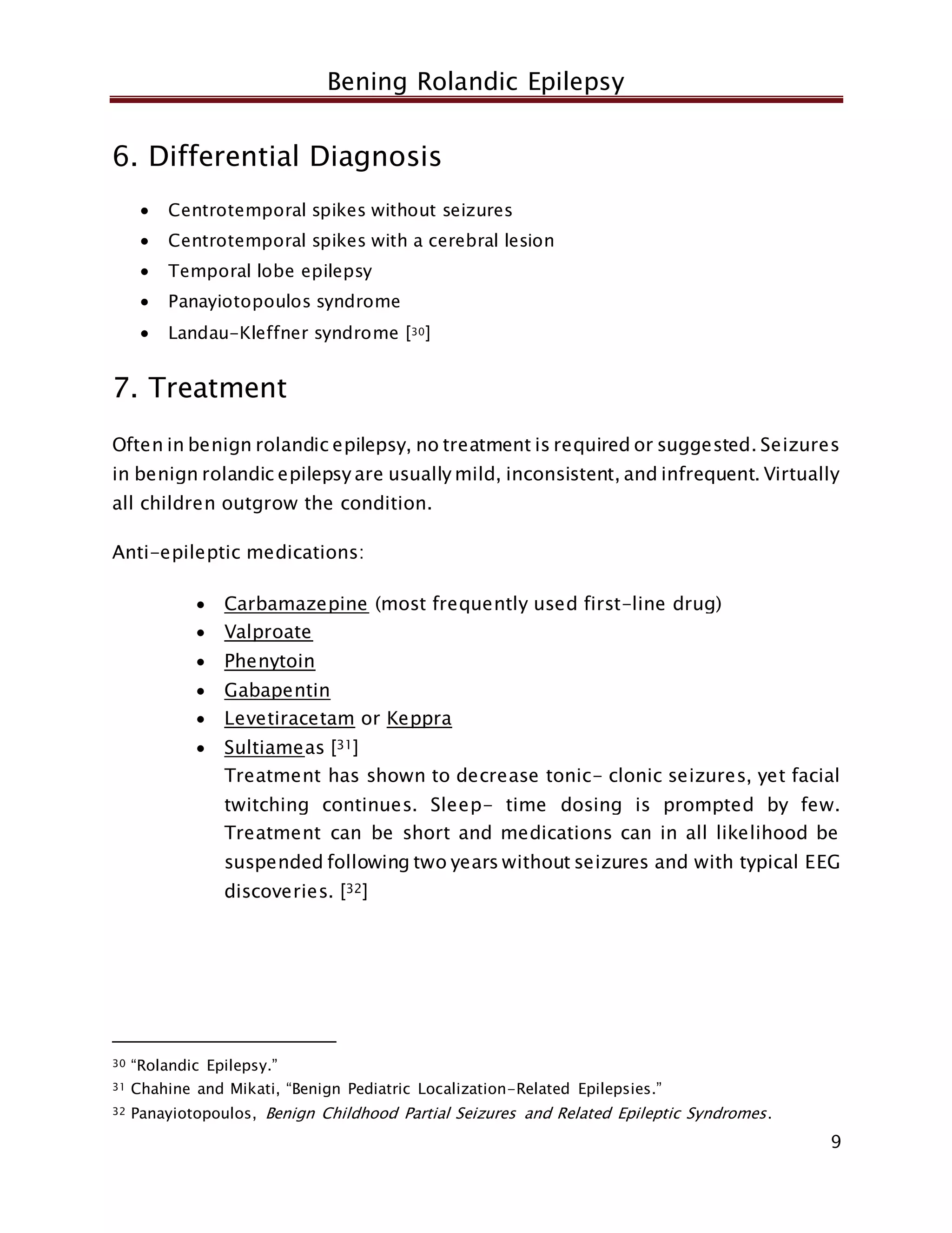 Neurology: Bening Rolandic Epilepsy | PDF