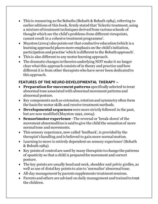 Neuro Developmental Therapy (Bobath Concept) | DOCX