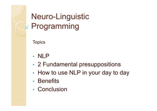 Neuro Linguistic Programming | PDF