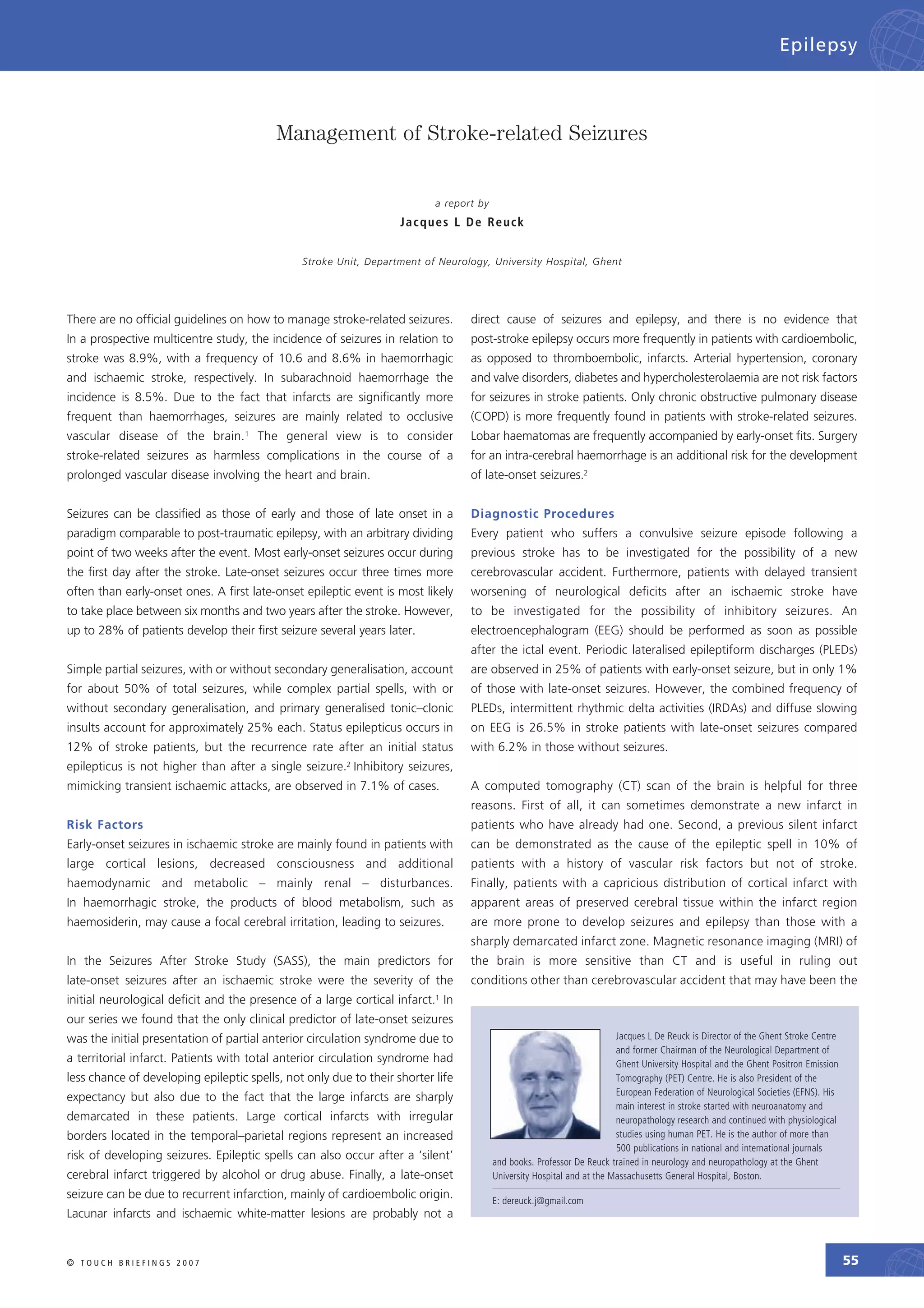 Management of Stroke-related Seizures | PDF